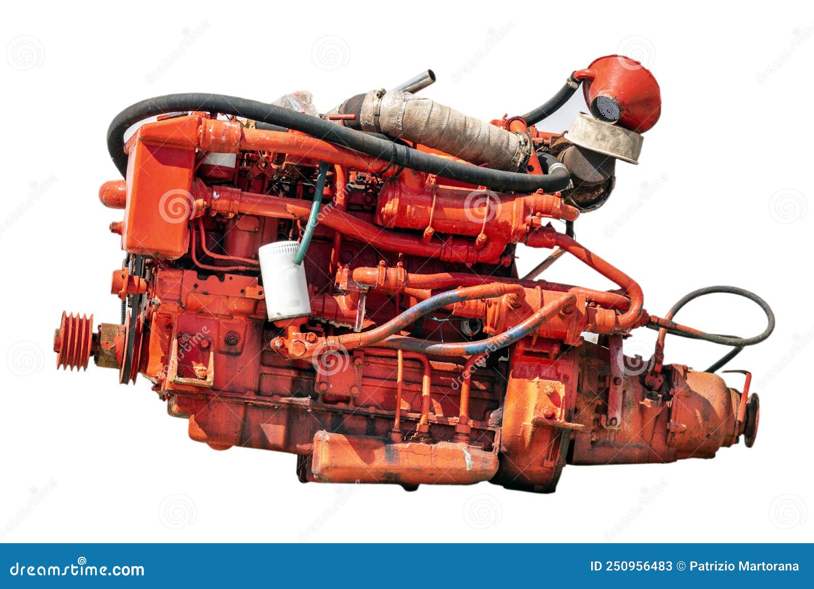Red Diesel Engine Isolated on White Background Stock Image - Image of ...