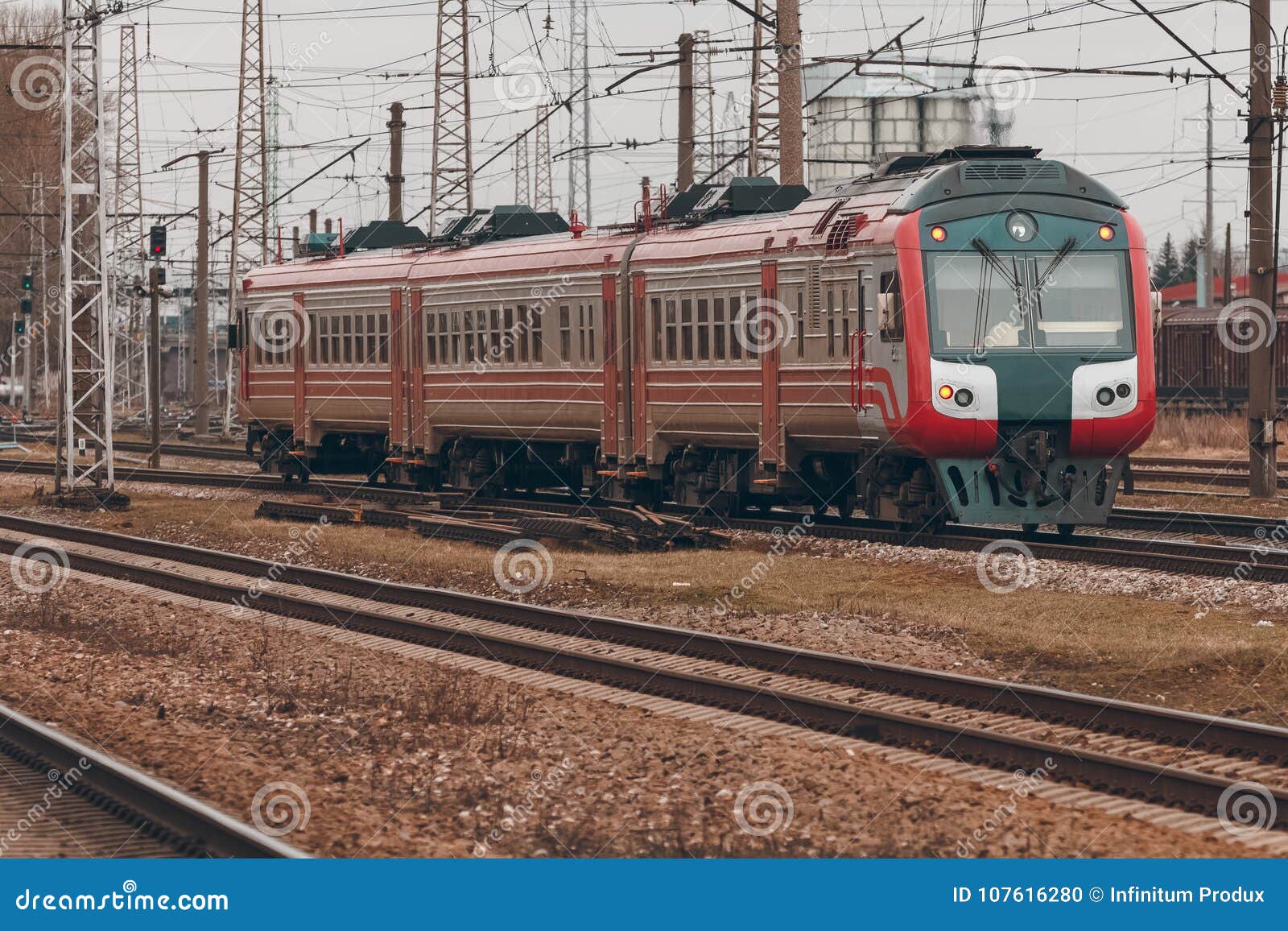 Red passenger train stock photo. Image of railroad, fast - 107616280