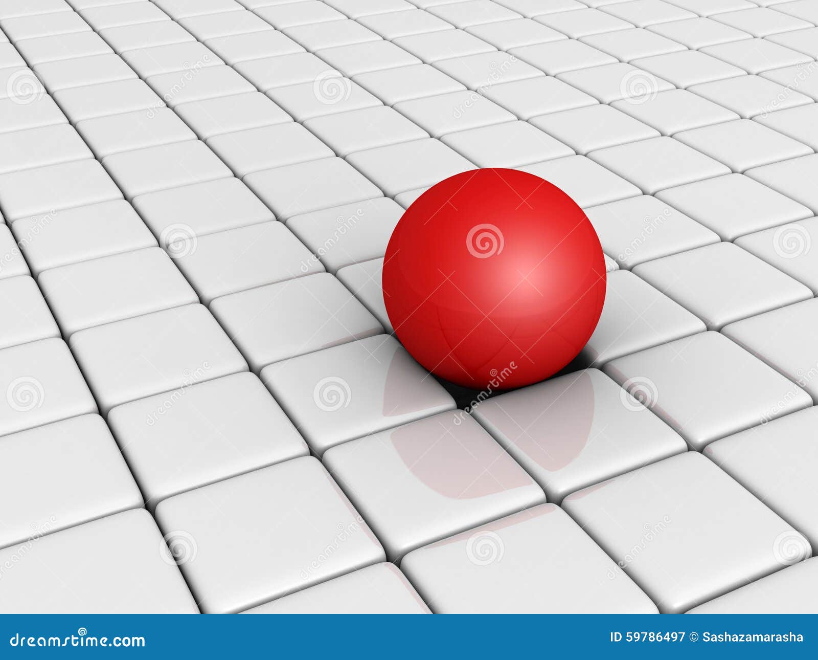 Red Different Sphere among White Cube Blocks Stock Illustration ...