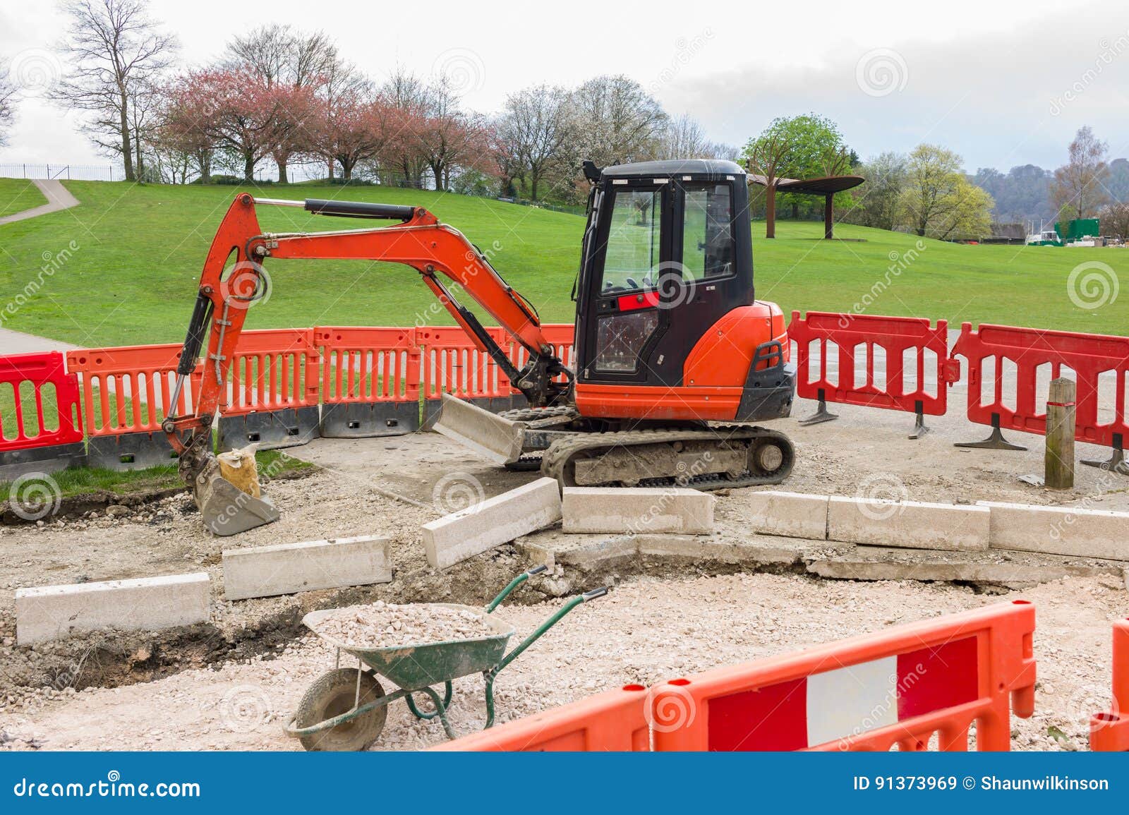 Red digger stock image. Image of excavator, digger, mechanical - 91373969
