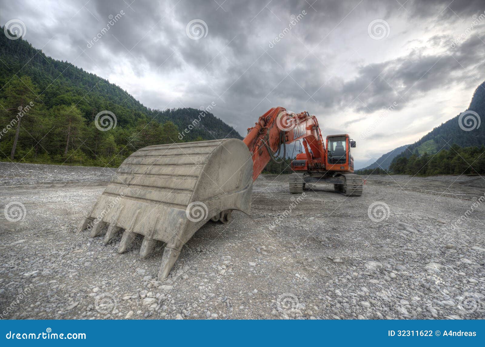 Red digger power shovel stock photo. Image of ground - 32311622