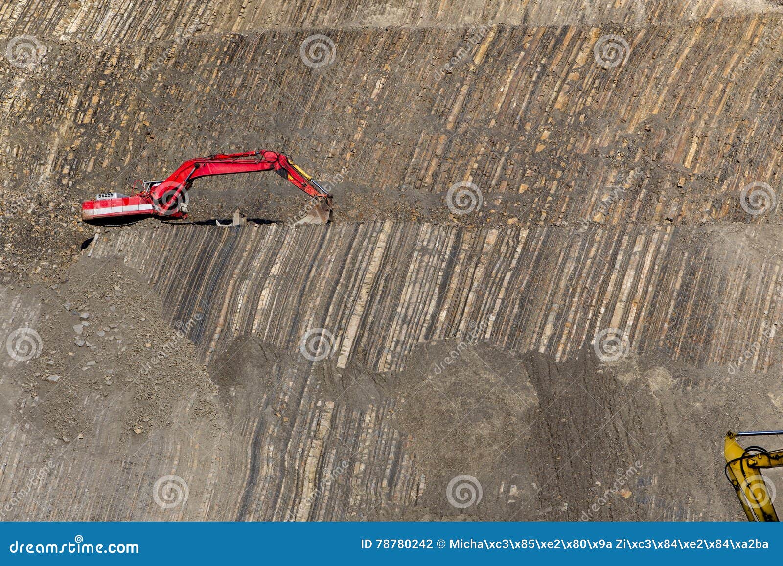 Red digger in stone-pit stock photo. Image of excavation - 78780242