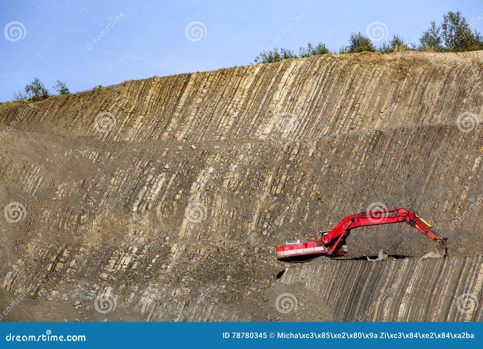 Red digger in stone-pit stock image. Image of excavation - 78780345