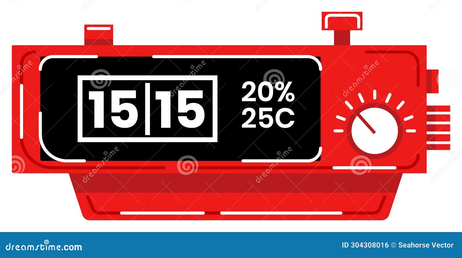 Red Digital Camera Battery Icon Showing Full Charge Indicator. Power ...