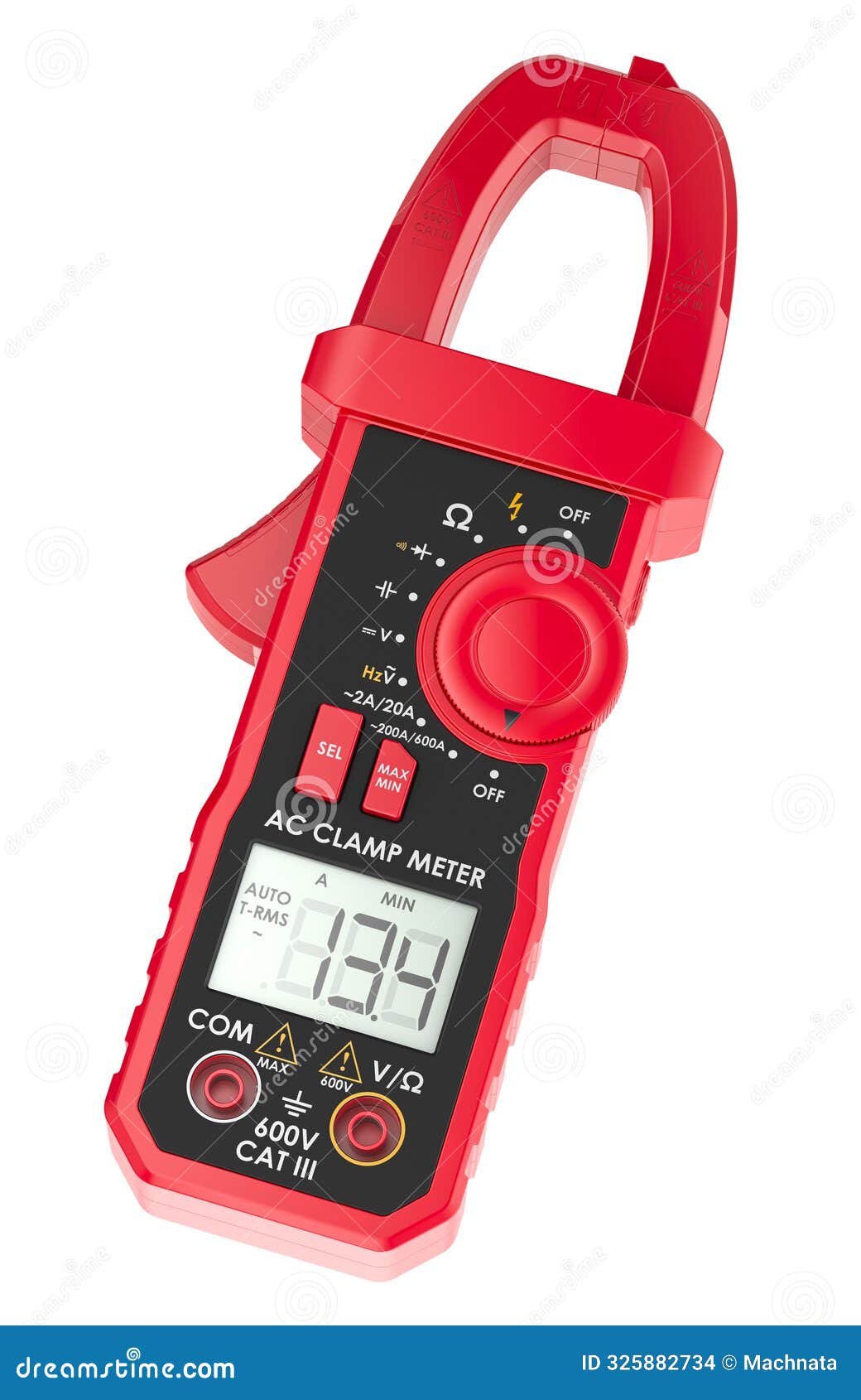 Red Digital Clamp Meter Multimeter, 3D Rendering Stock Illustration ...