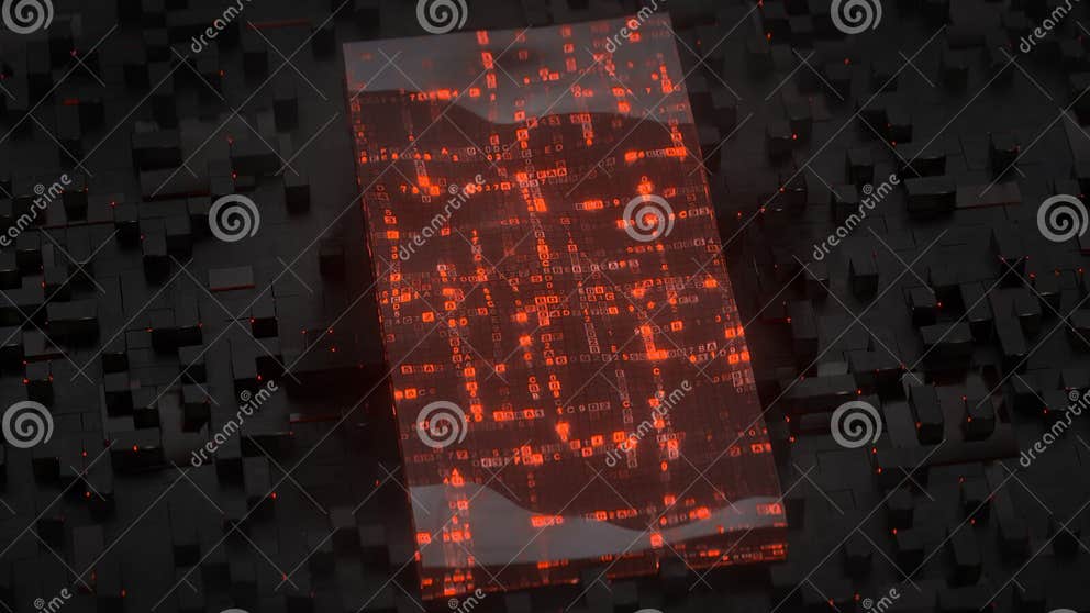 Red Digital Code 3D Render Illustration Stock Illustration ...