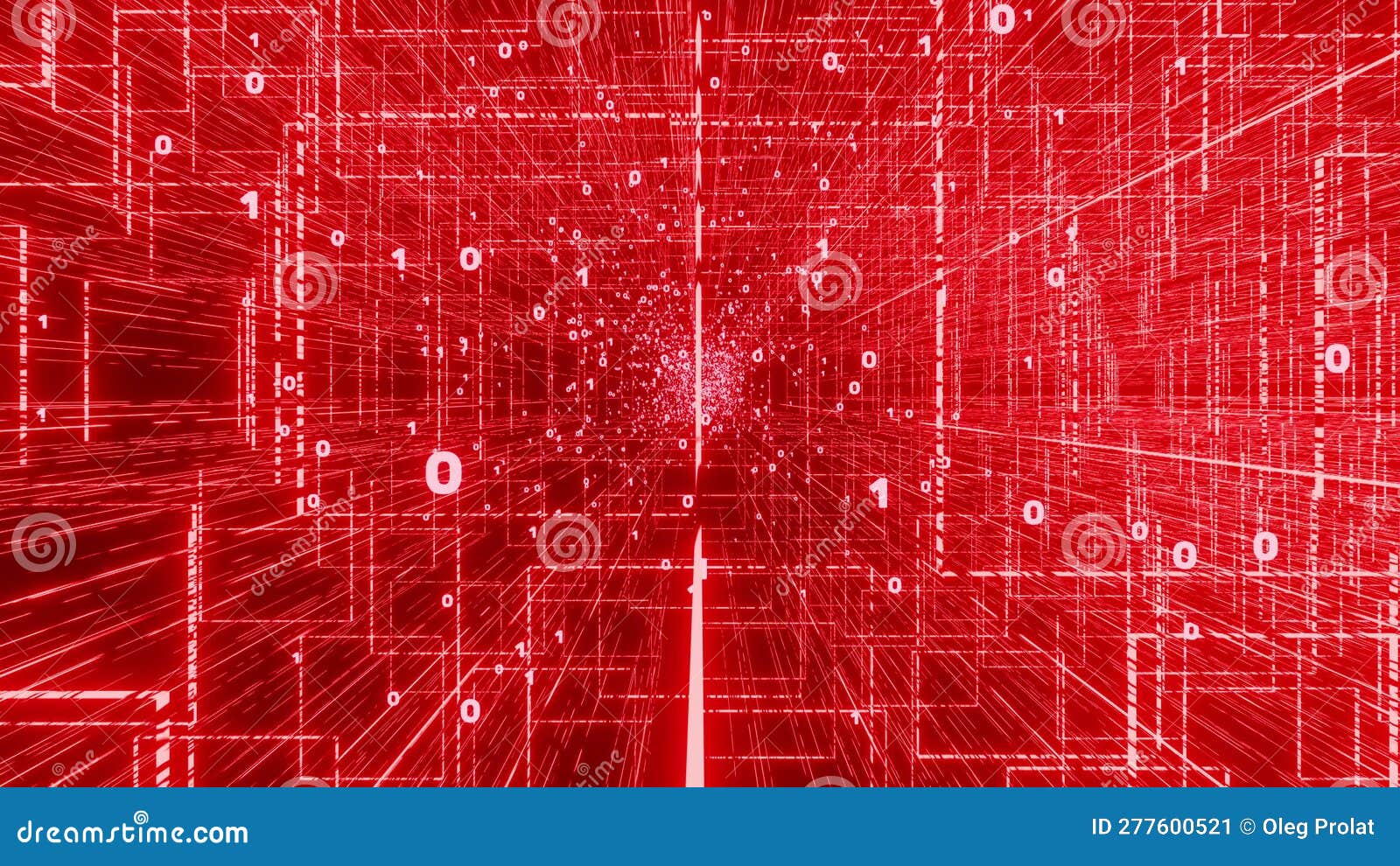 Red Digital Cyberspace with Flowing Numbers Ones and Zeros 3d Render ...