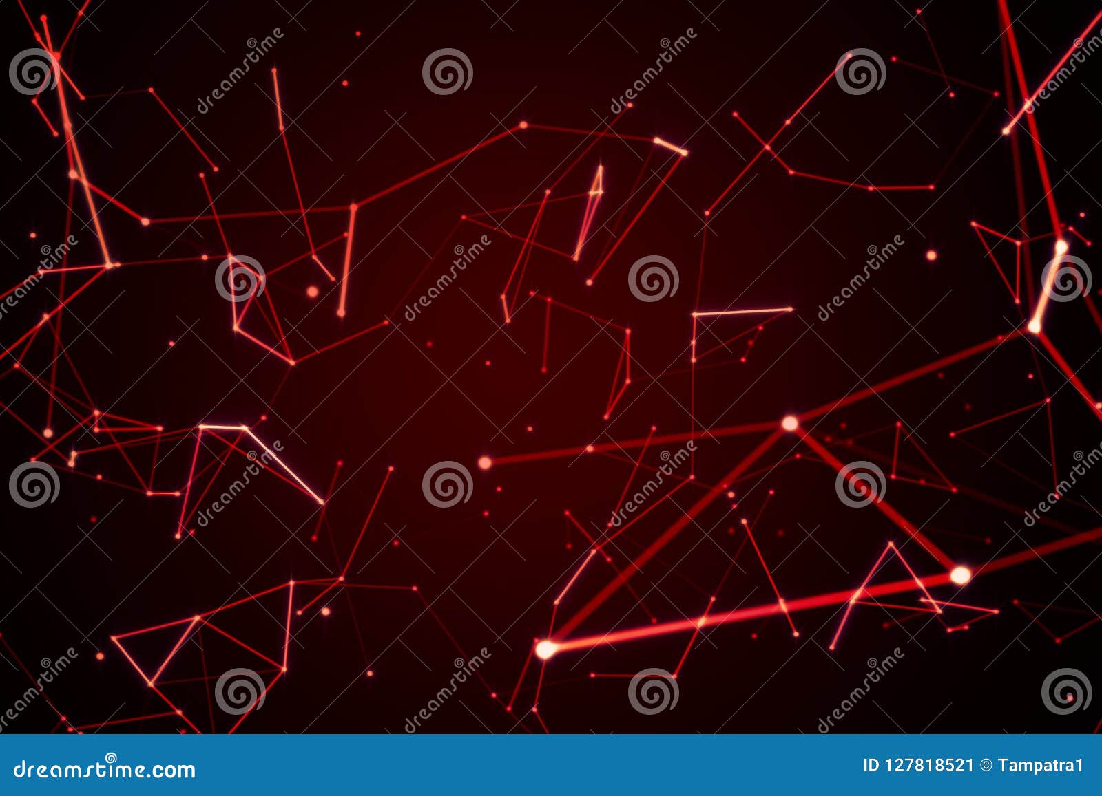 Red Digital Data and Network Connection Triangle Lines for Technology ...
