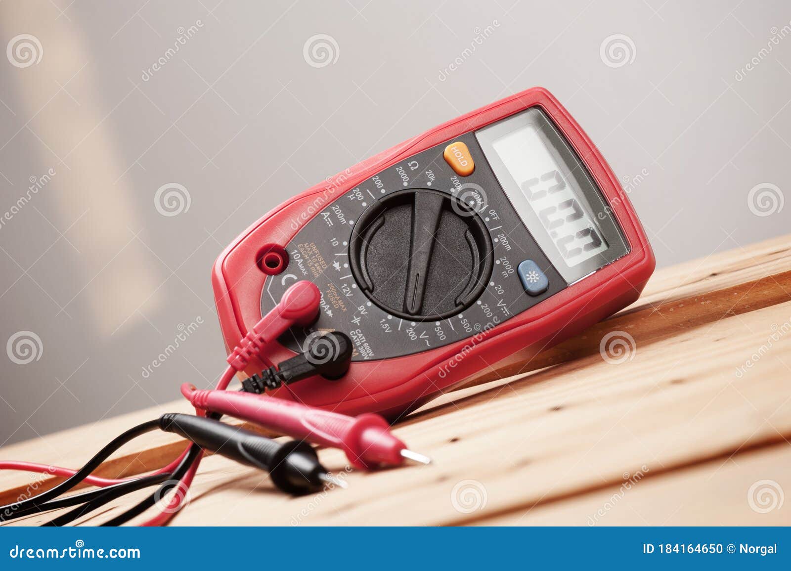 Red digital multimeter stock photo. Image of display - 184164650