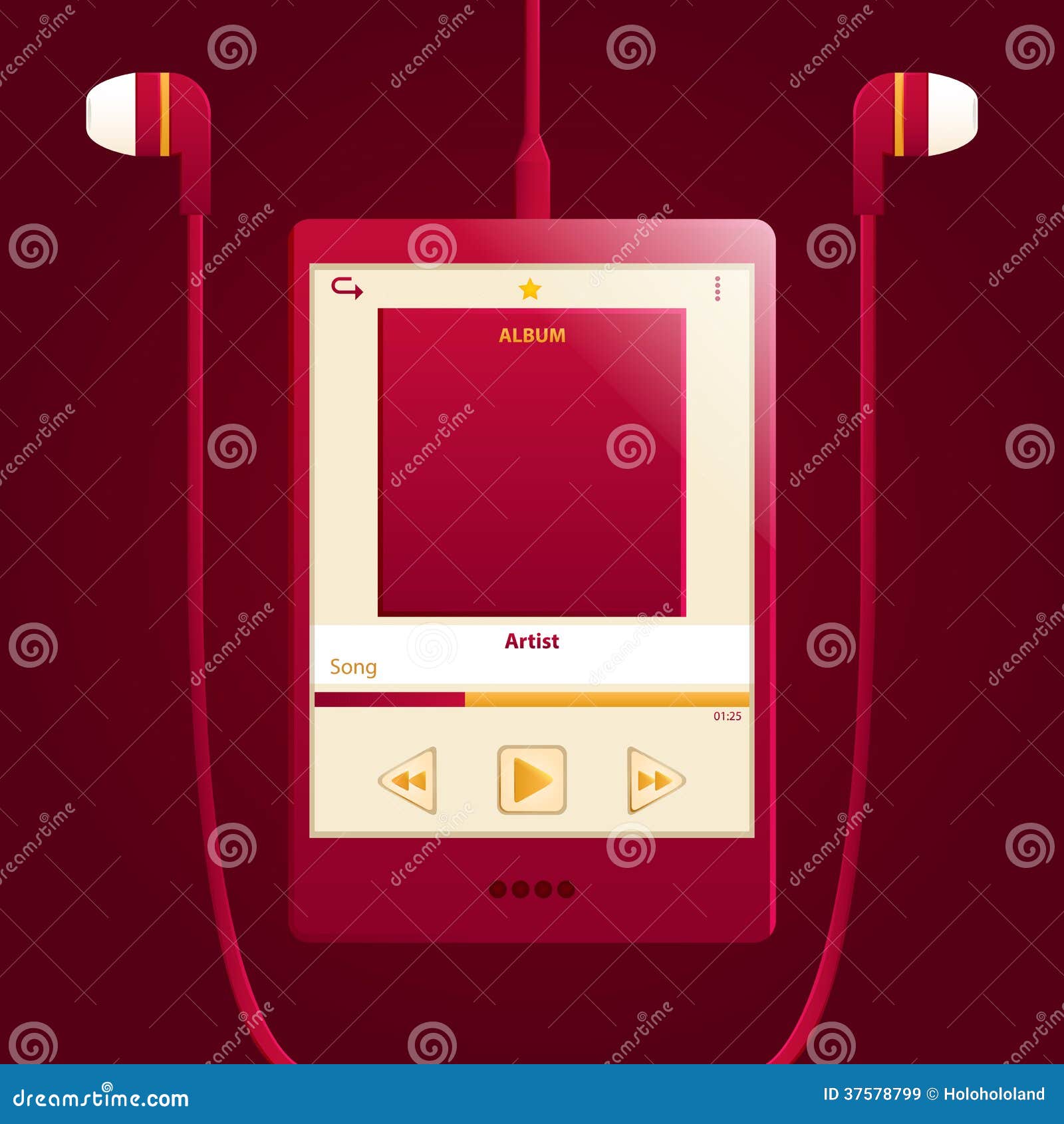 Red digital music player stock vector. Illustration of touch - 37578799