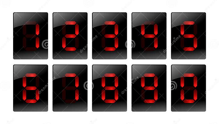 Red digital number icons stock illustration. Illustration of collection ...