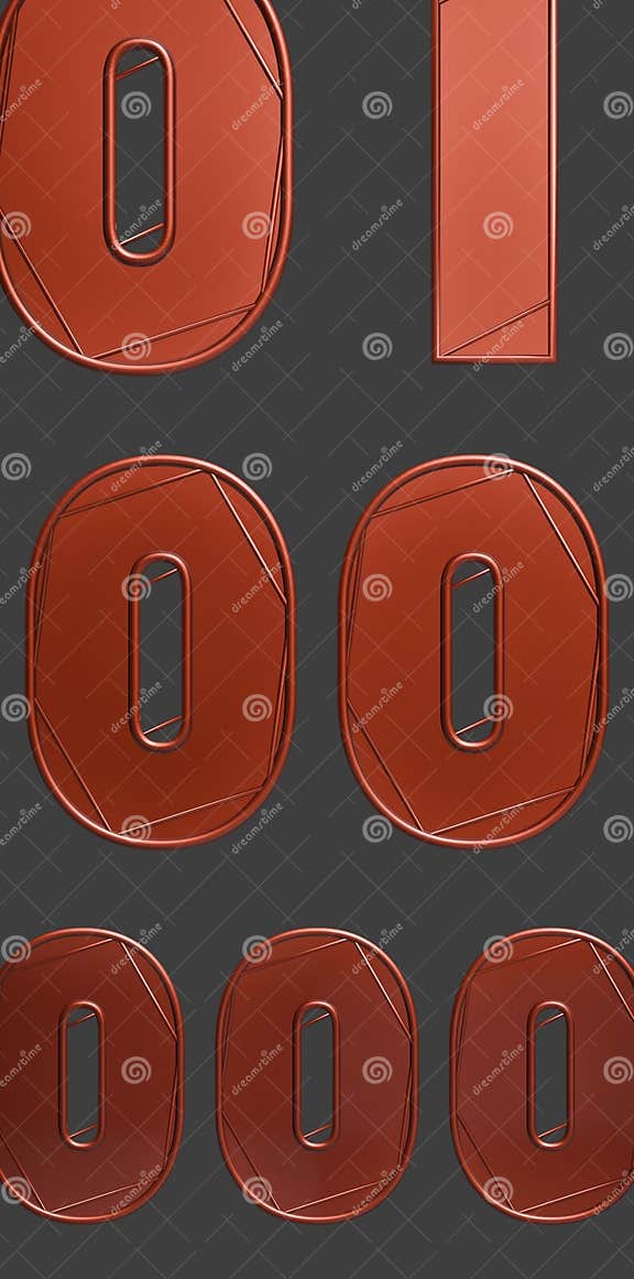 Red Digital Numbers with Geometric Design and Binary Code Elements ...