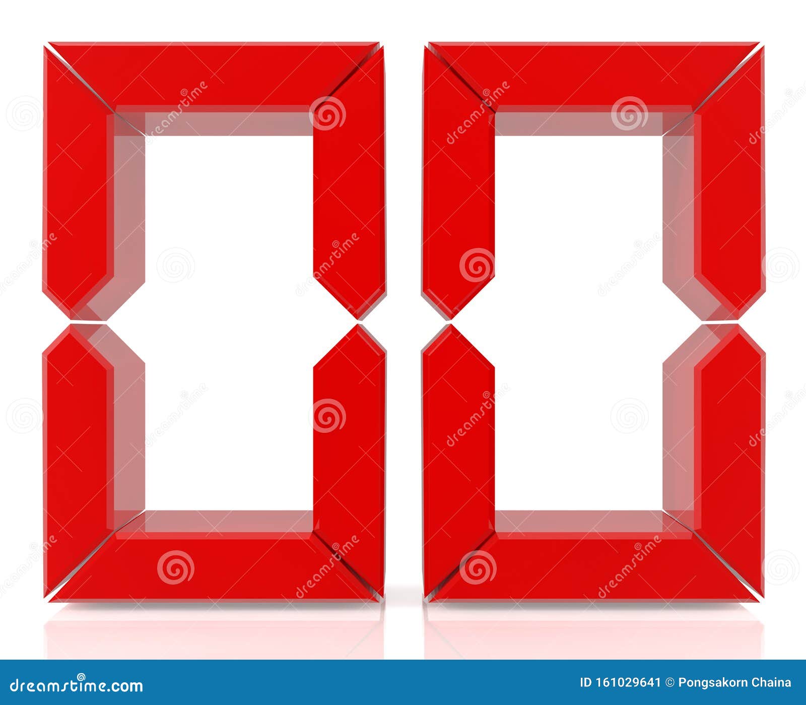 Red Digital Numbers 00 on White Background 3d Rendering Stock ...
