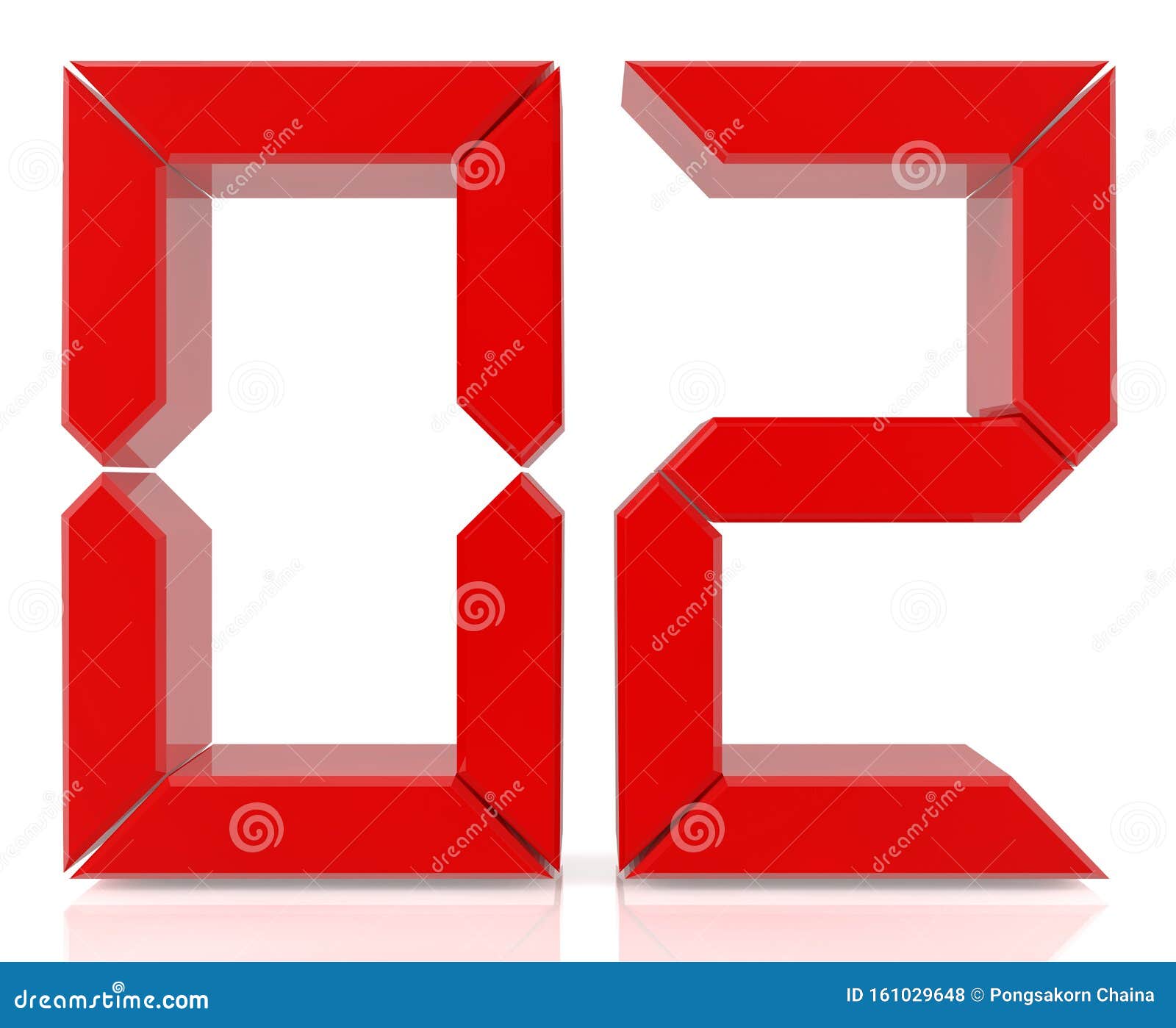 Red Digital Numbers 02 on White Background 3d Rendering Stock ...
