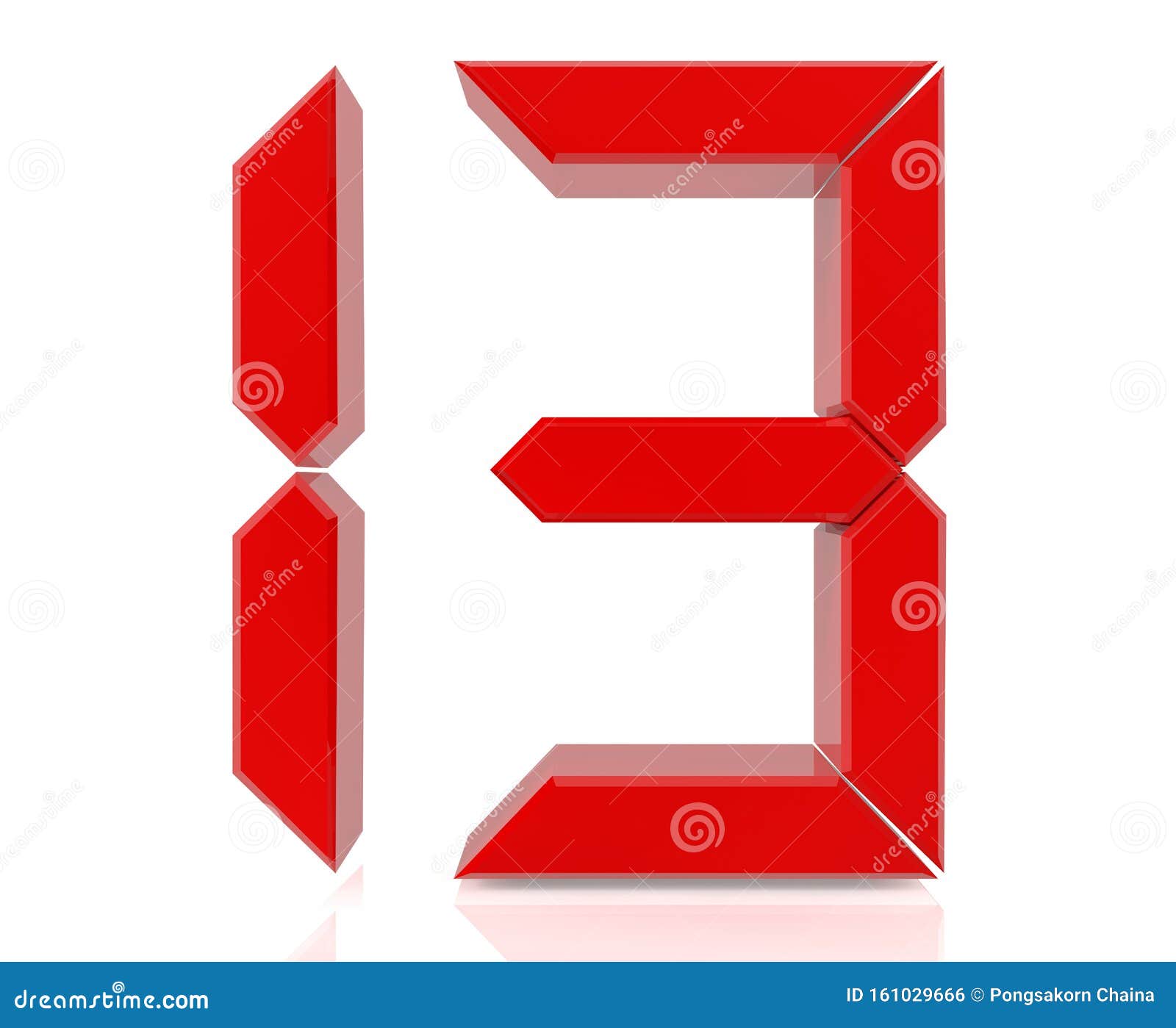 Red Digital Numbers 13 on White Background 3d Rendering Stock ...