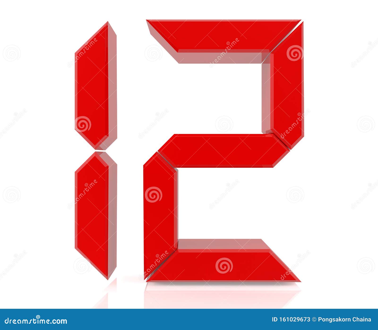 Red Digital Numbers 12 on White Background 3d Rendering Stock ...