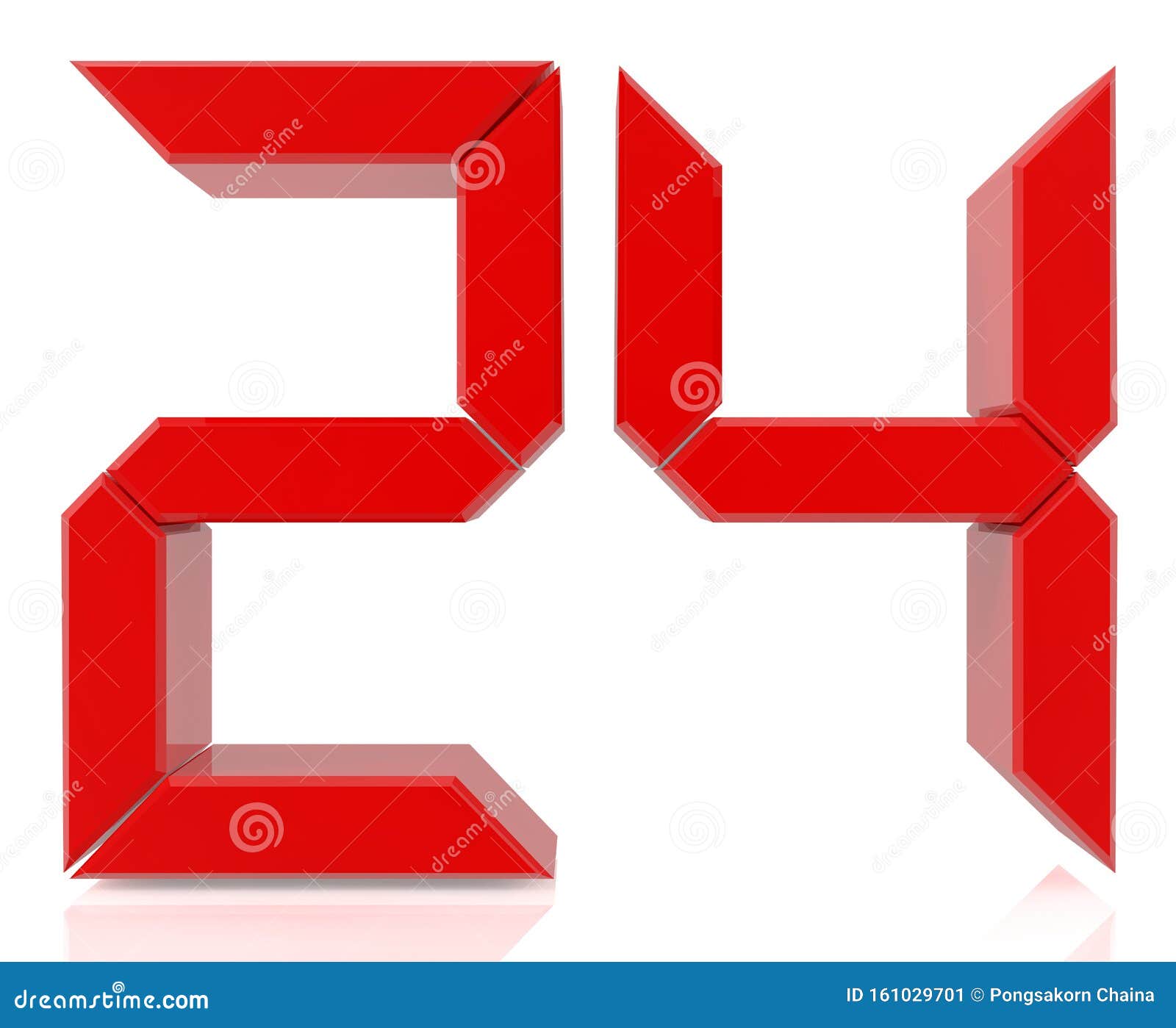 Red Digital Numbers 24 on White Background 3d Rendering Stock ...