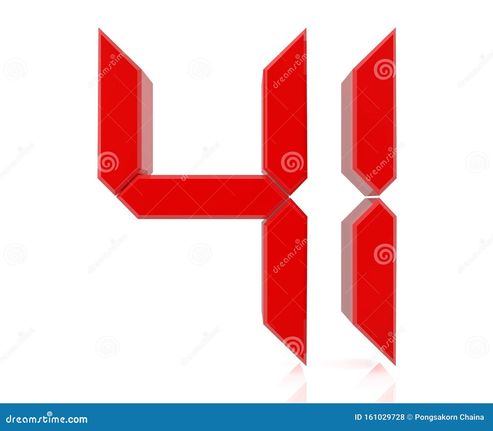 Red Digital Numbers 41 on White Background 3d Rendering Stock ...
