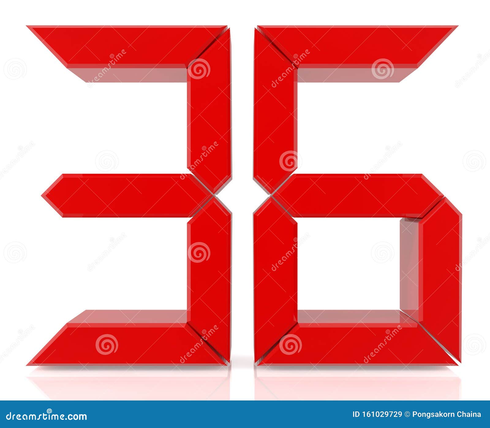 Red Digital Numbers 36 on White Background 3d Rendering Stock ...