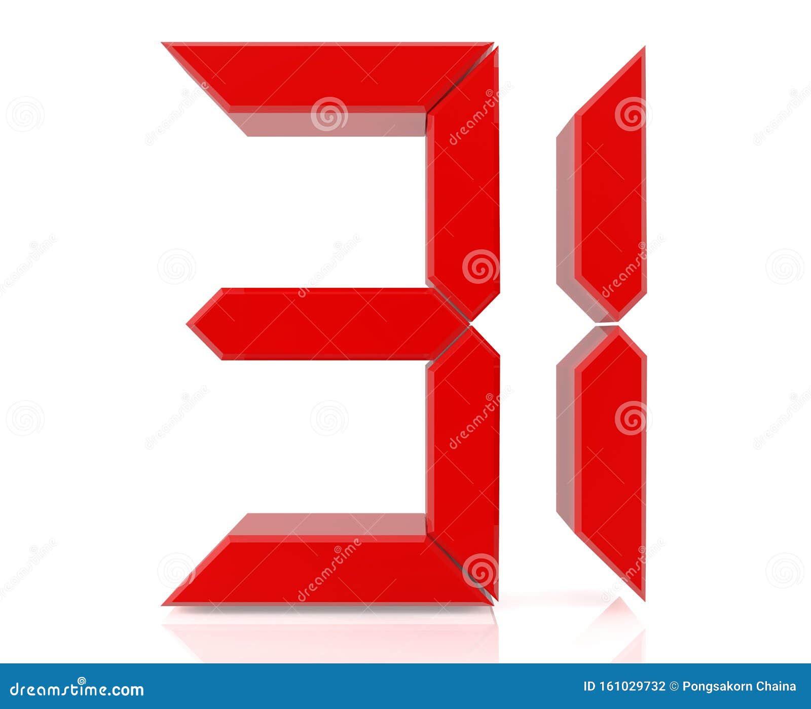 Red Digital Numbers 31 on White Background 3d Rendering Stock ...