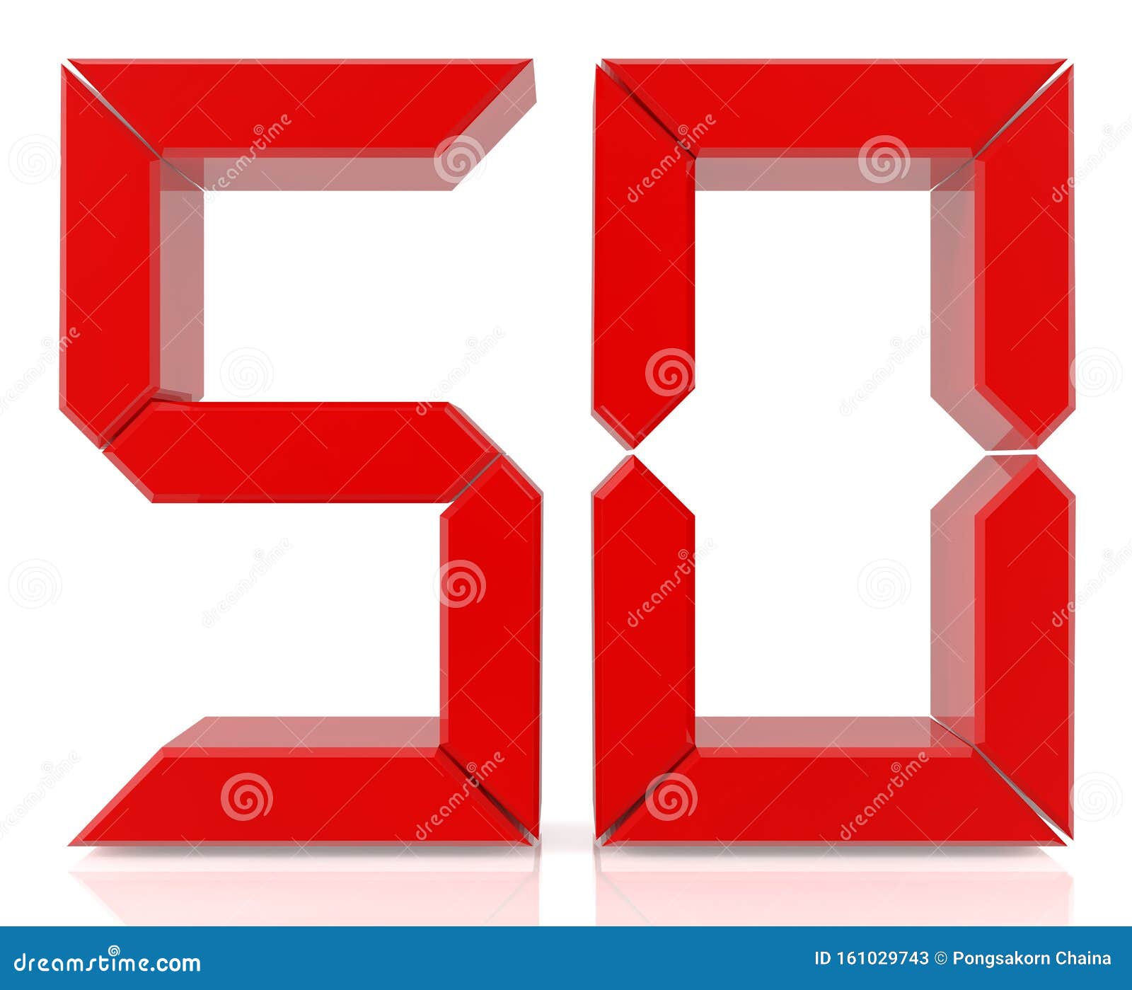 Red Digital Numbers 50 on White Background 3d Rendering Stock ...
