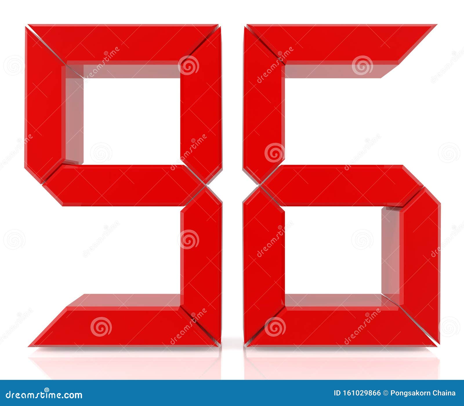Red Digital Numbers 96 on White Background 3d Rendering Stock ...