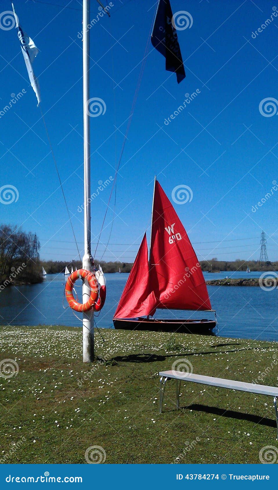 Red dinghy stock photo. Image of sunny, dinghy, bright - 43784274