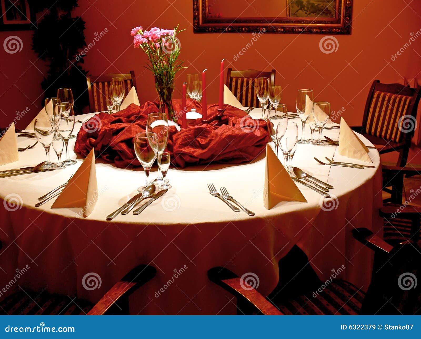 Red dining room stock image. Image of diner, candles, fashioned - 6322379
