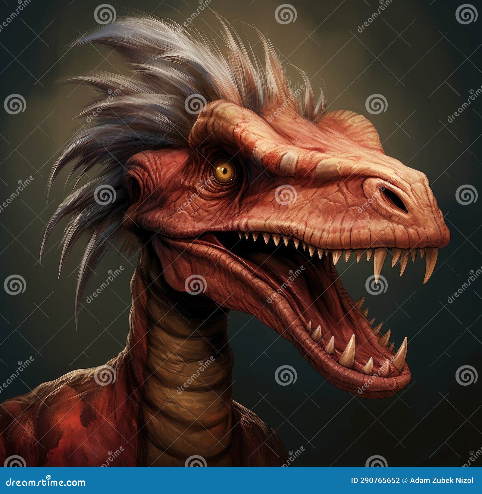A Red Dinosaur with Sharp Teeth Stock Illustration - Illustration of ...