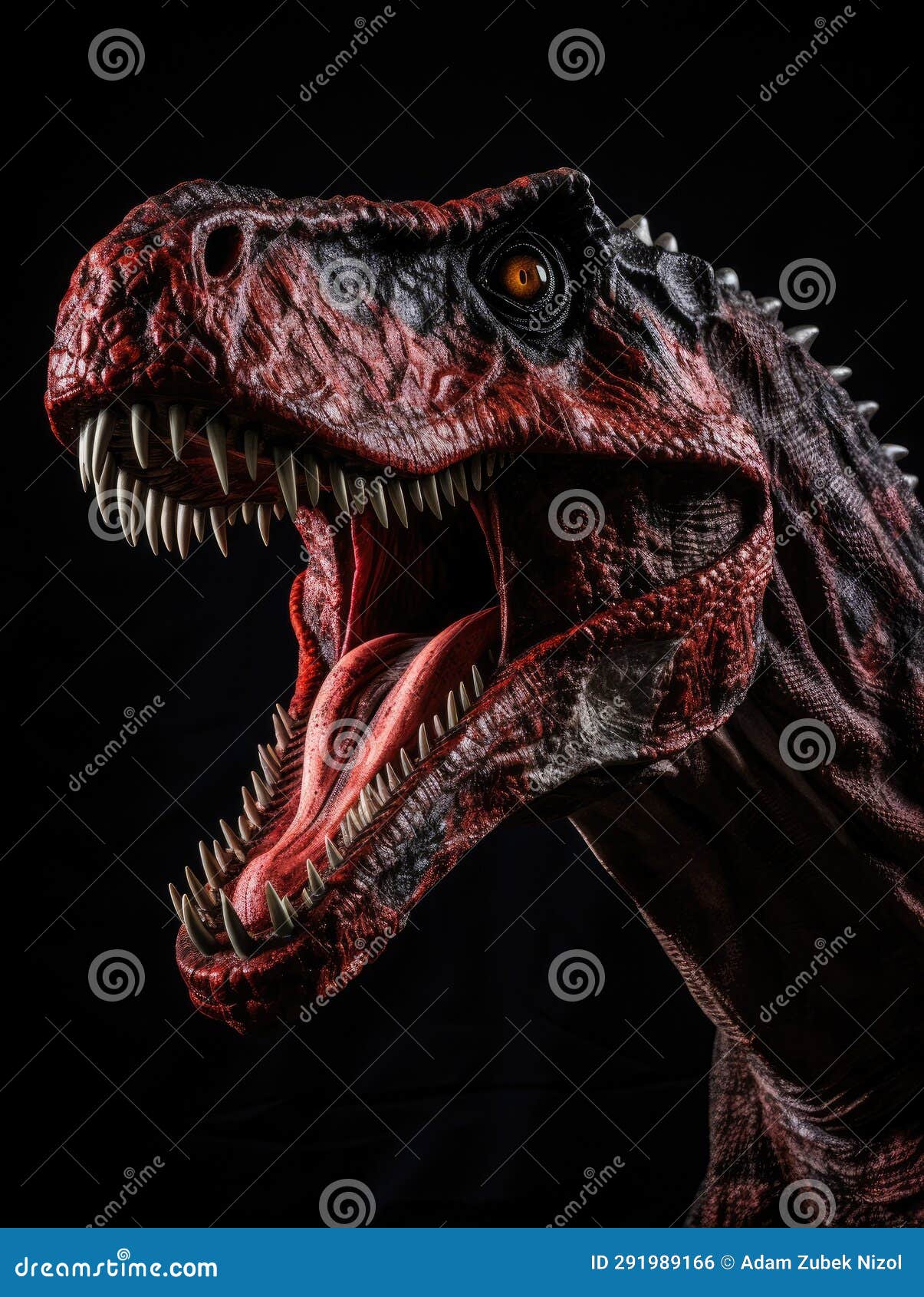 A Red Dinosaur with Sharp Teeth Stock Illustration - Illustration of ...