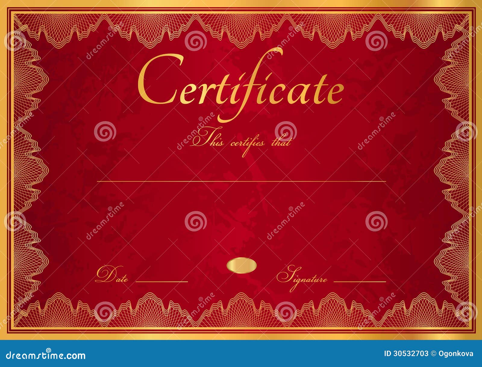 Diploma / Certificate Template With Red Border Cartoon Vector ...