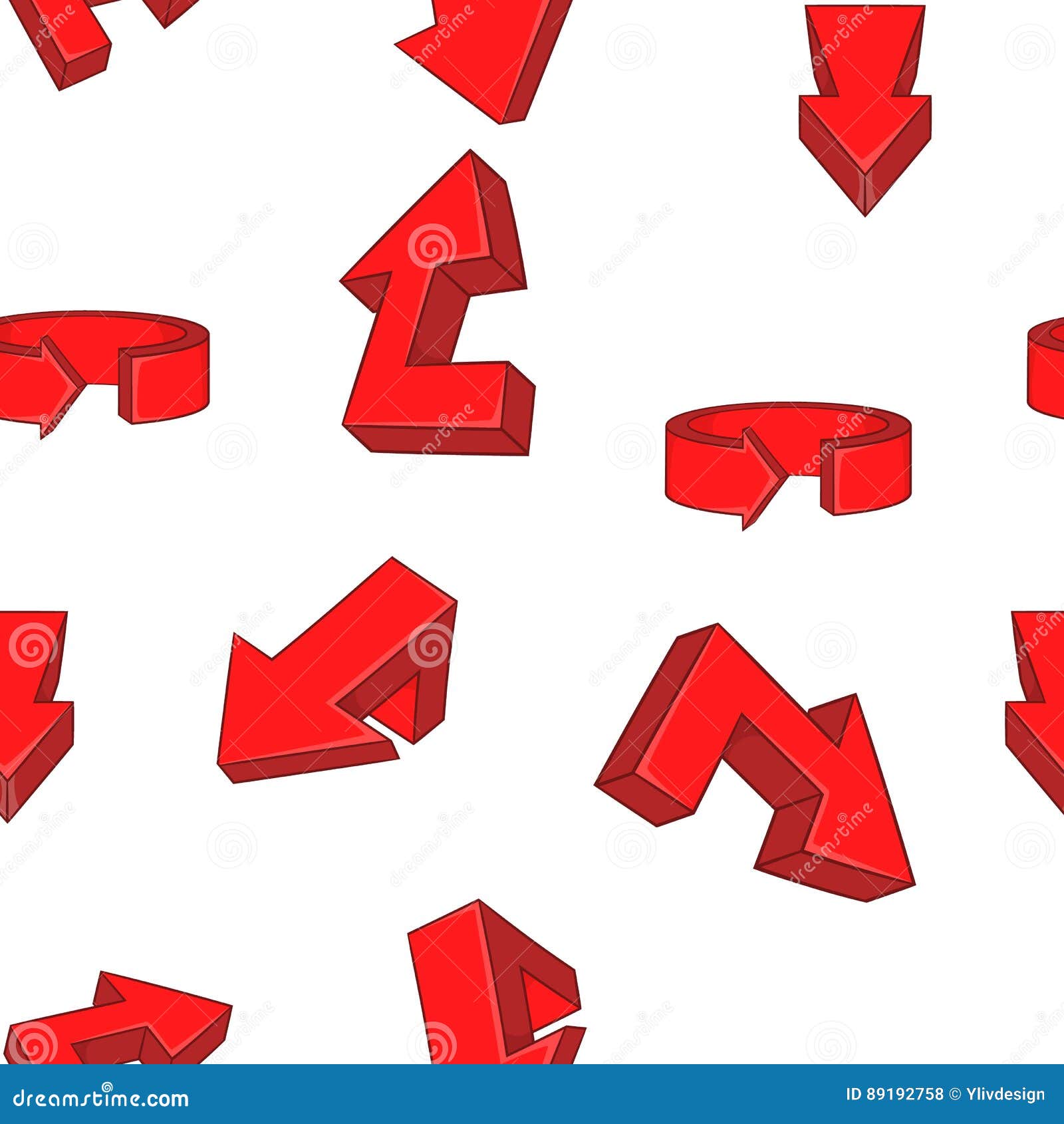 Red Direction Arrows Pattern, Cartoon Style Stock Vector - Illustration ...