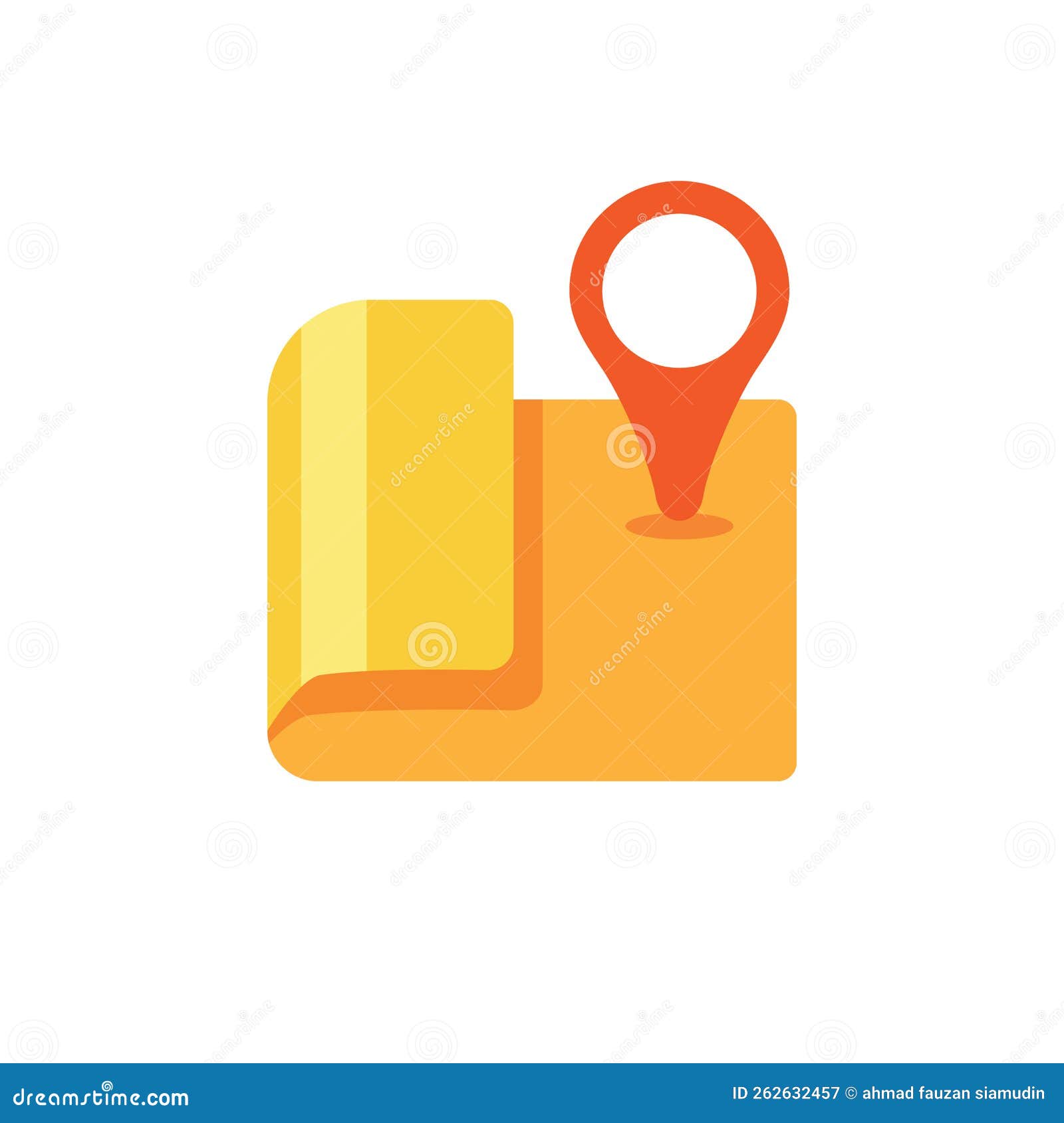Folded City Map With Destination Pointer, Gps Navigation. Red Location ... Folded City Map With Destination Pointer, Gps Navigation. Red Location ...