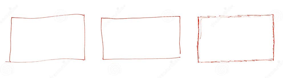 3 Red Dirty Hand Painted Pencil Frames Stock Illustration - Illustration of copy, graphic: 303127724