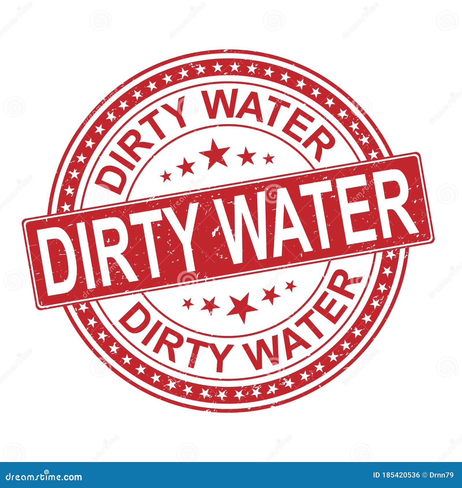 Red Dirty Water Seal Stamp. Blue Vector Rounded Scratched Seal with ...