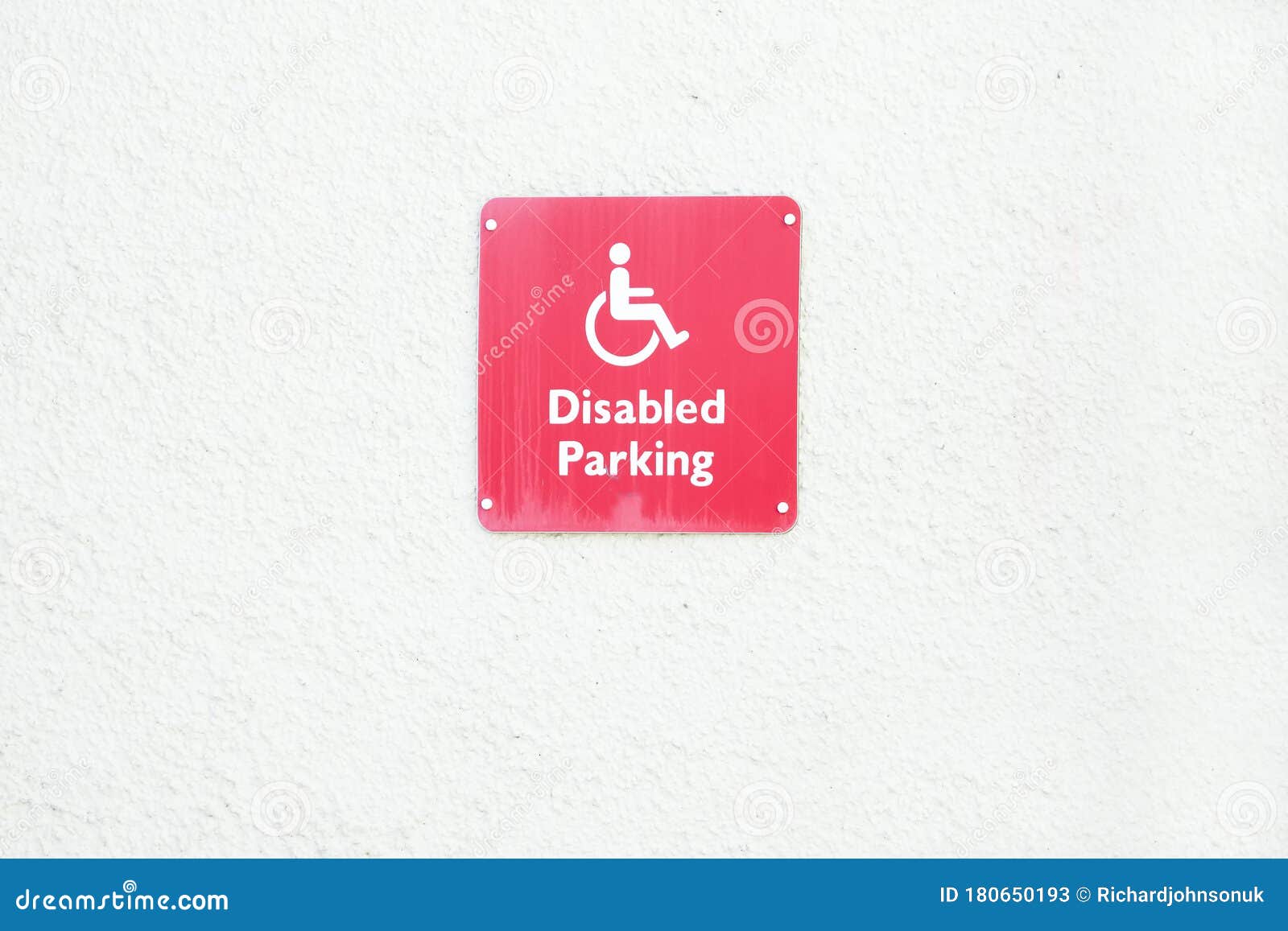 Red Disabled Sign on Blank White Wall Stock Image - Image of blue ...
