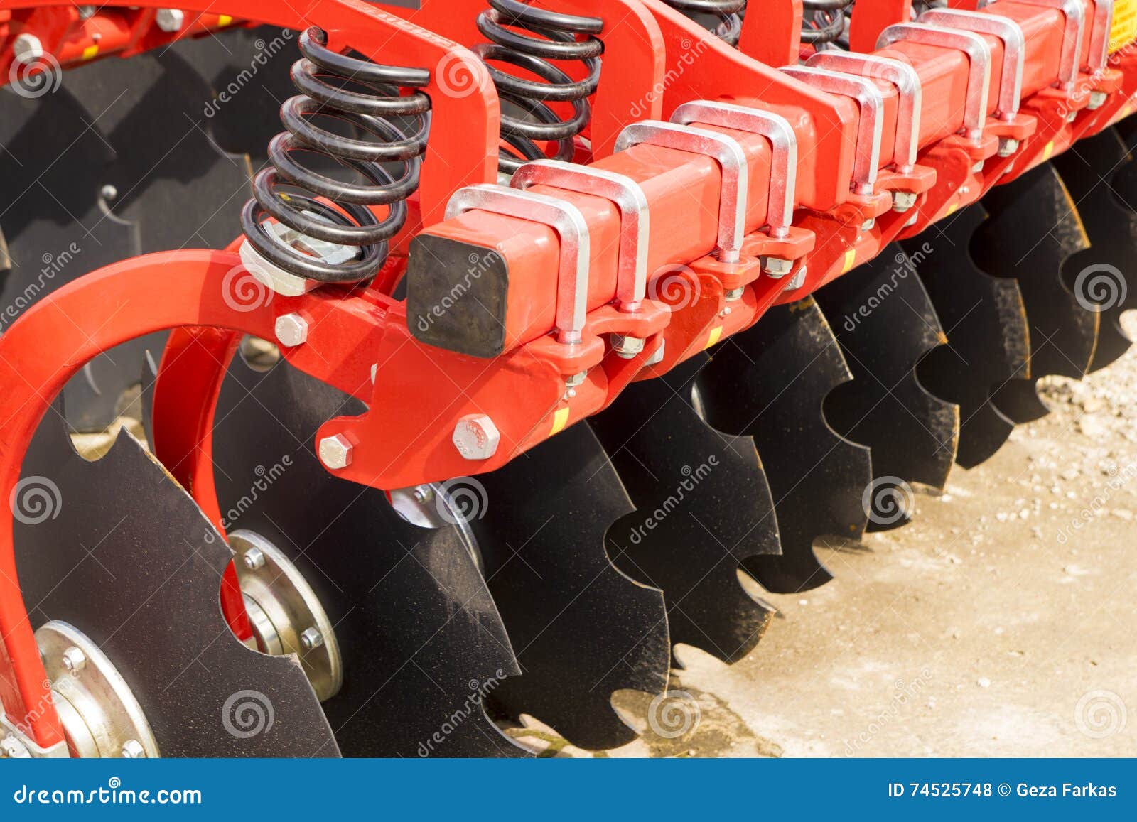 Red Disc Harrow Trailer for a Farming Tractor Stock Photo - Image of ...