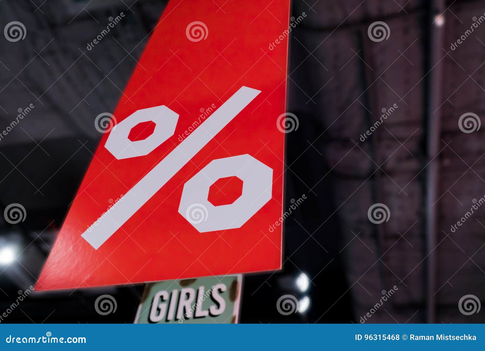 Red Discount Sign in the Clothing Store Stock Photo - Image of ...