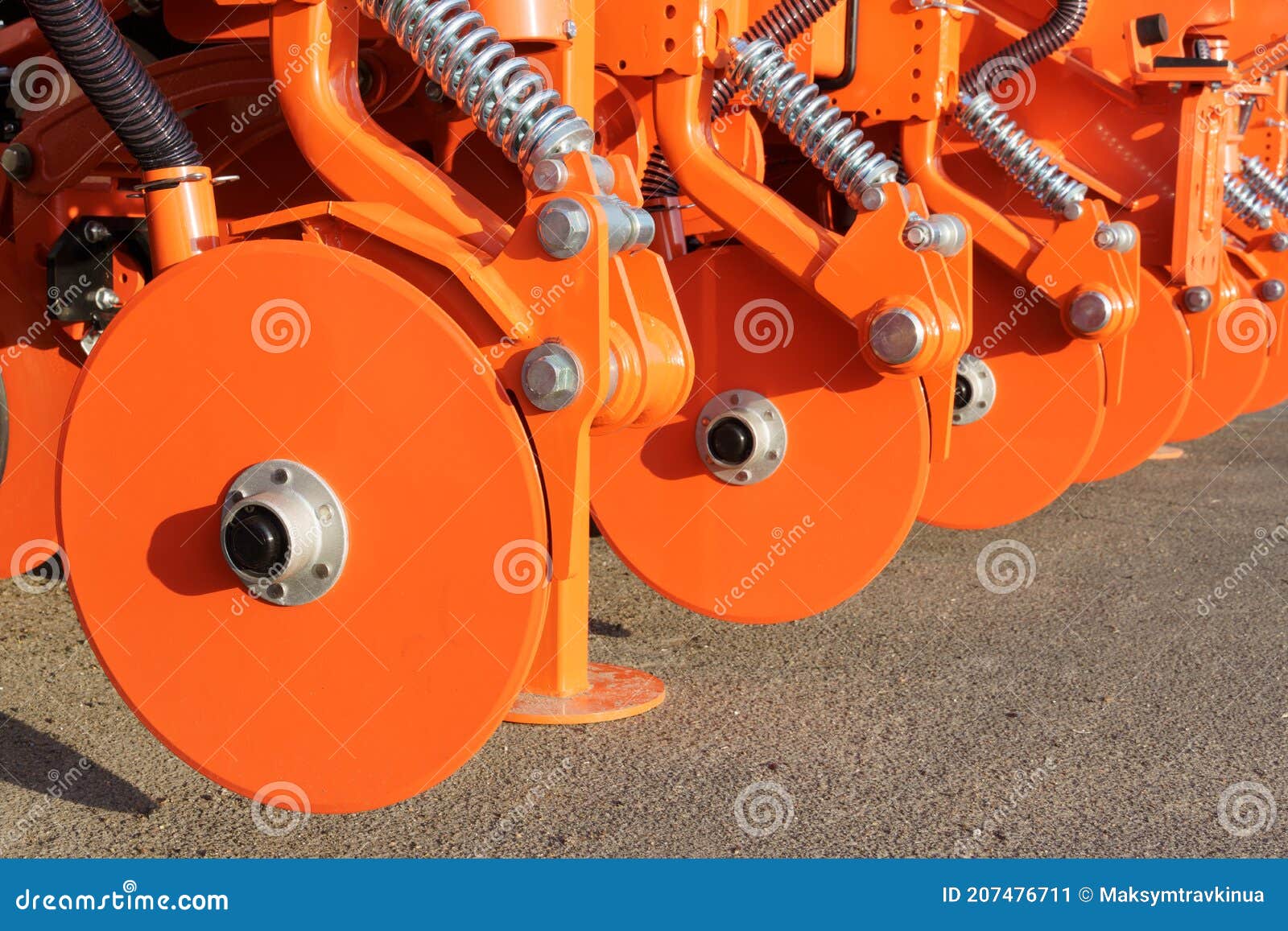 Red Discs of an Agricultural Seeder Stock Image - Image of tillage ...