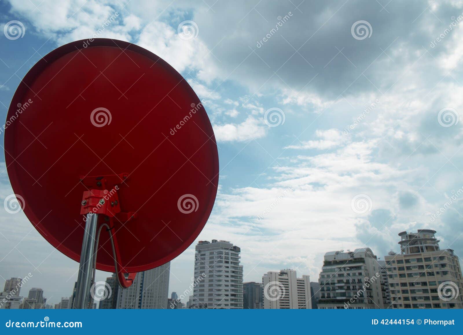 Red satellite with cloud stock photo. Image of phone - 42444154