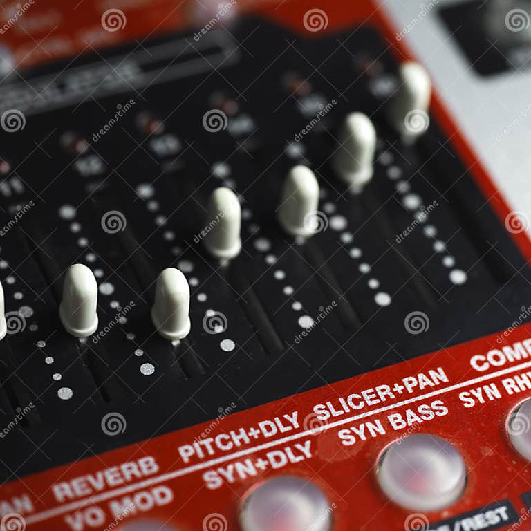 Red DJ controller stock photo. Image of shallow, loop - 61080372