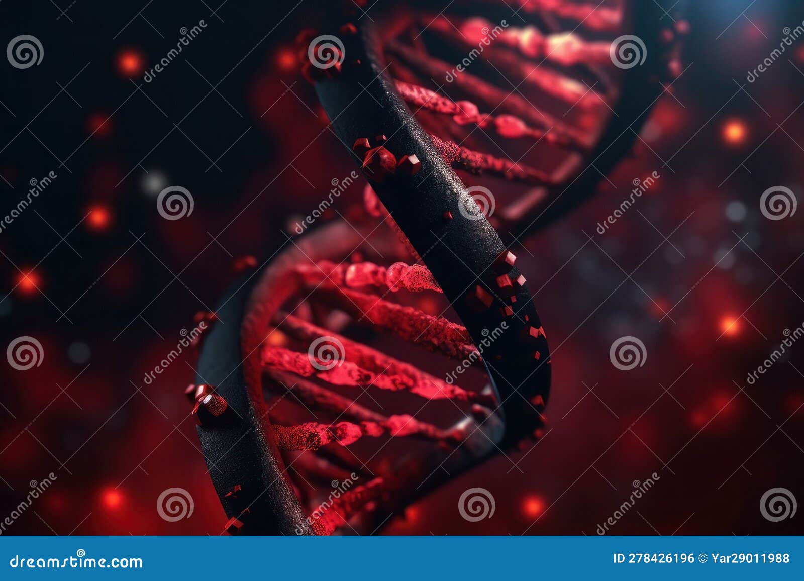 Red DNA Helix, Viewed Under a Microscope. AI Generative Stock ...