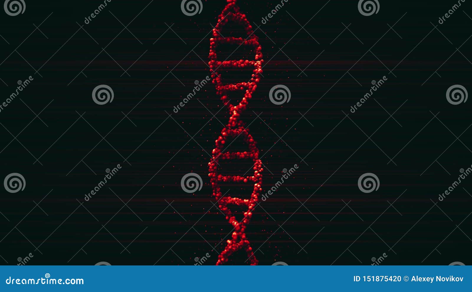 Red DNA Molecule Ball Model with Particles, 3D Rendering Stock ...