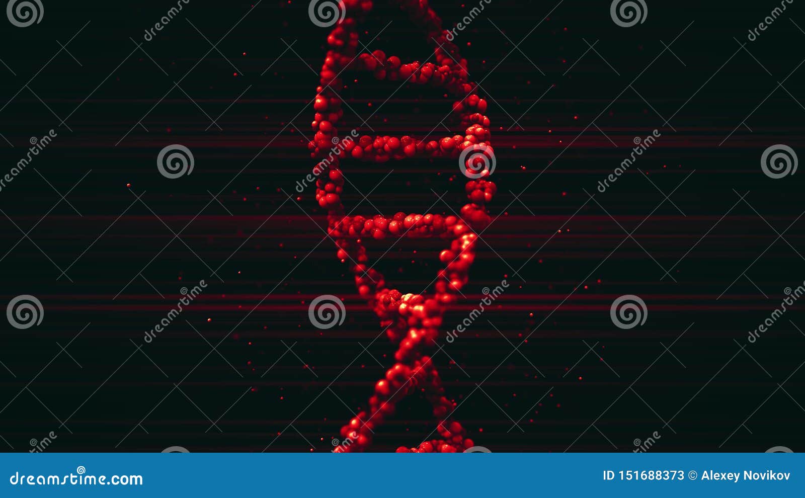 Red DNA Molecule Model, Blank Space for Text or Graphics. Loopable 3D ...