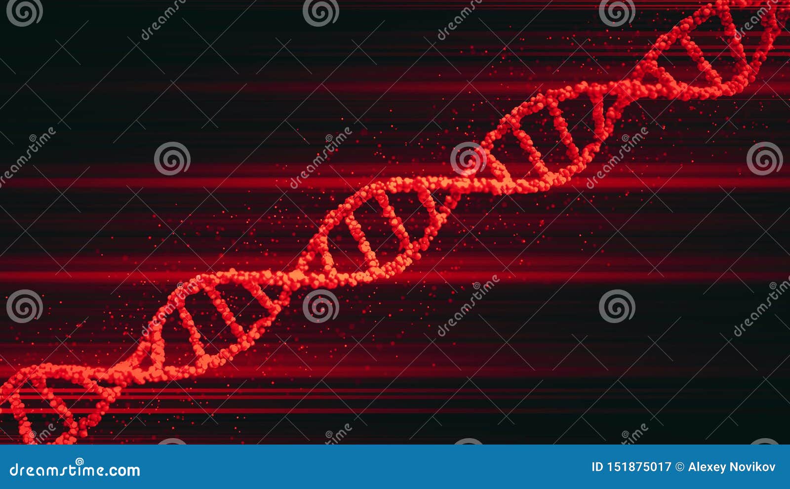 Red DNA Molecule Model, 3D Rendering Stock Illustration - Illustration ...