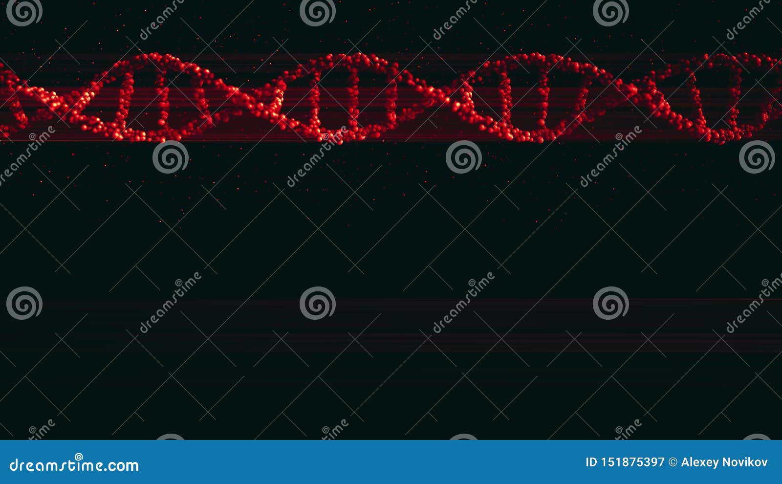 Red DNA Molecule Model and Particles, 3D Rendering Stock Illustration ...