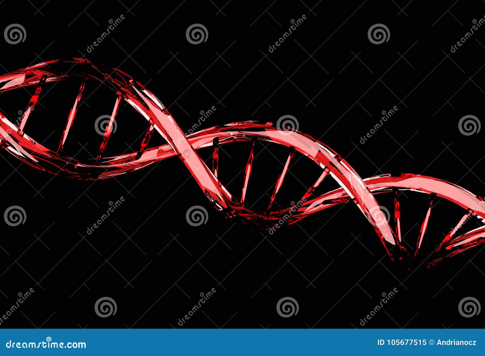 Red DNA Molecule Structure on Black Stock Illustration - Illustration ...
