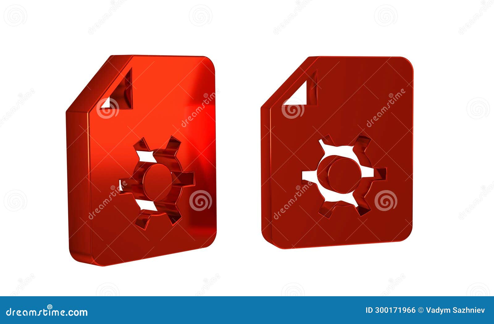 Red Document Settings with Gears Icon Isolated on Transparent ...