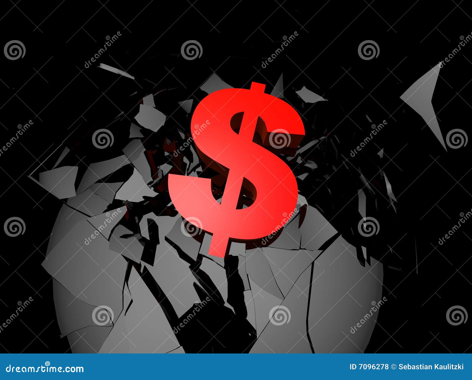 Red dollar sign stock illustration. Illustration of destruction - 7096278