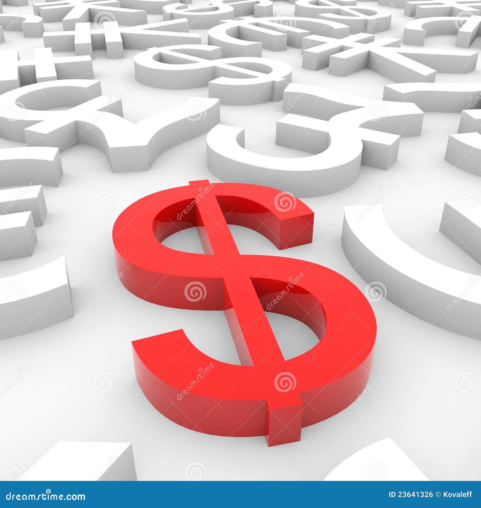 Red Dollar Sign Around Another Currency Signs. Stock Illustration ...